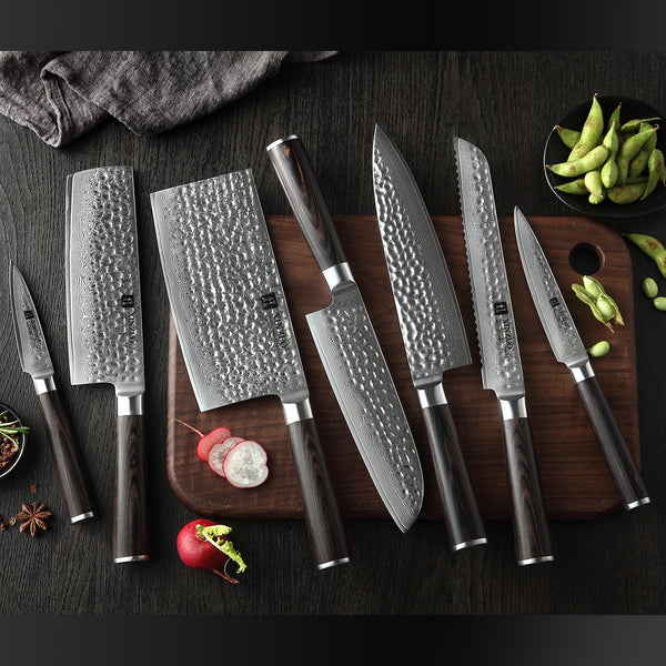 Xinzuo B1H 7 Pcs 67 Layer Damascus Steel Chef Knife Set — The Bamboo Guy