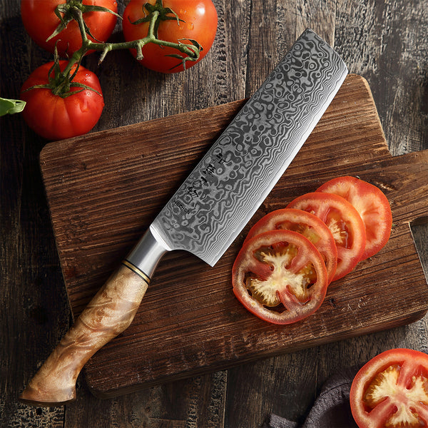Hezhen B30 Japanese 67-Layer Damascus Steel Nakiri Knife — The Bamboo Guy
