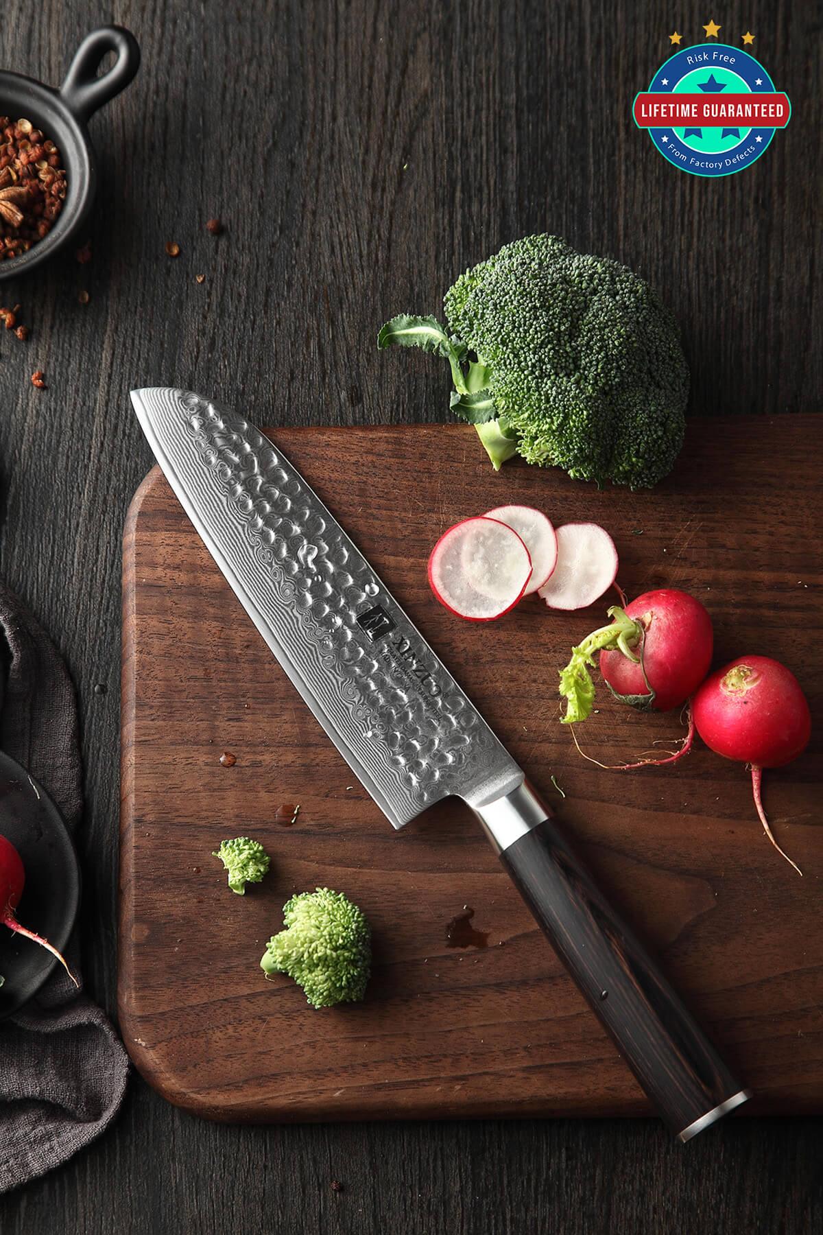 Xinzuo B1H 7" 67 layer Damascus Santoku Knife Damascus Steel Santoku K ...