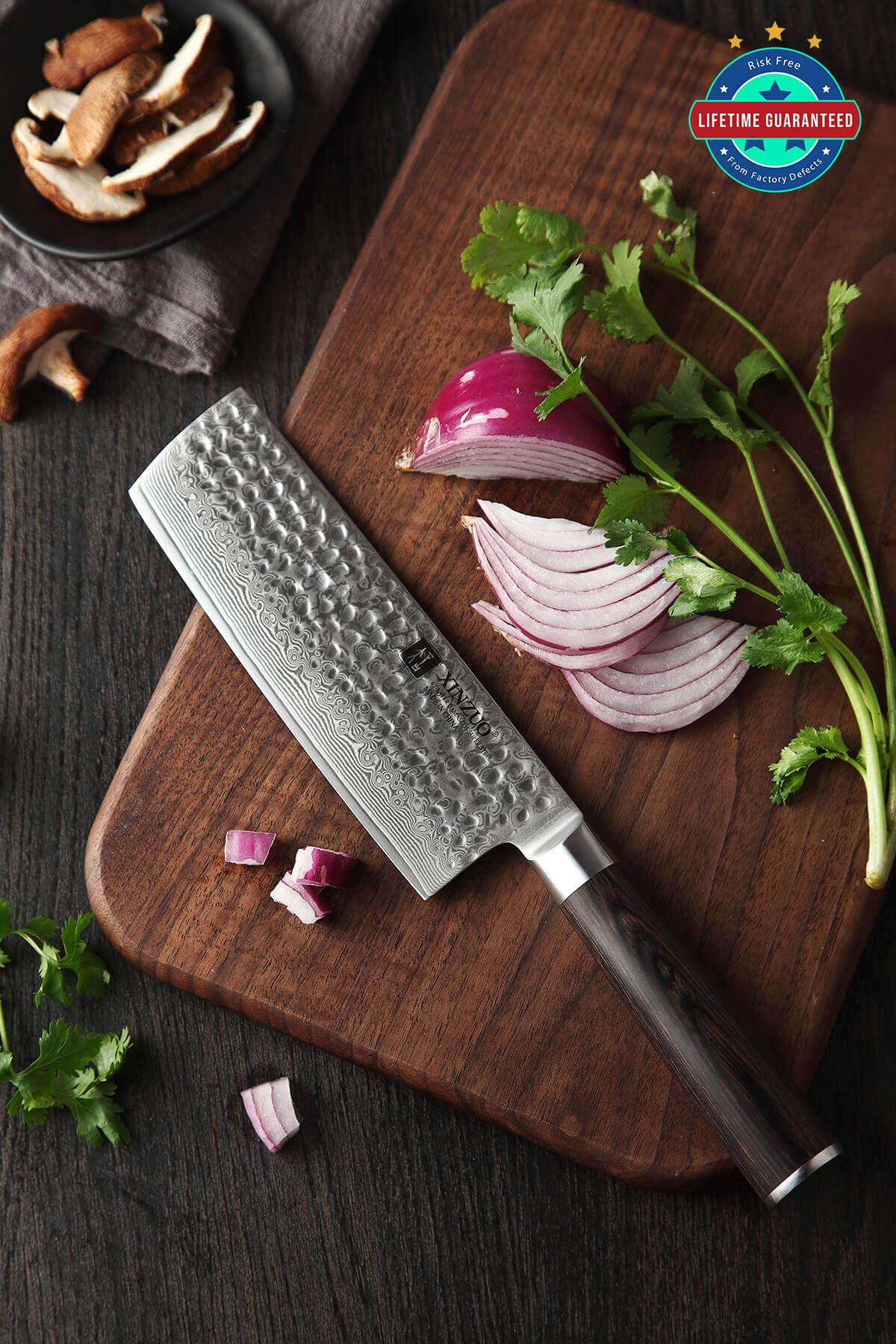 Xinzuo B1H 6.8" 67 layer Damascus Nakiri Knife Damascus Steel Nakiri K ...