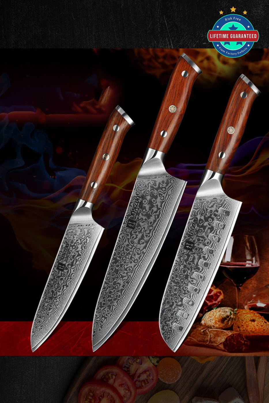 Xinzuo B13R 3 Pcs 67 Layer Damascus Steel Kitchen Knife Set — The ...