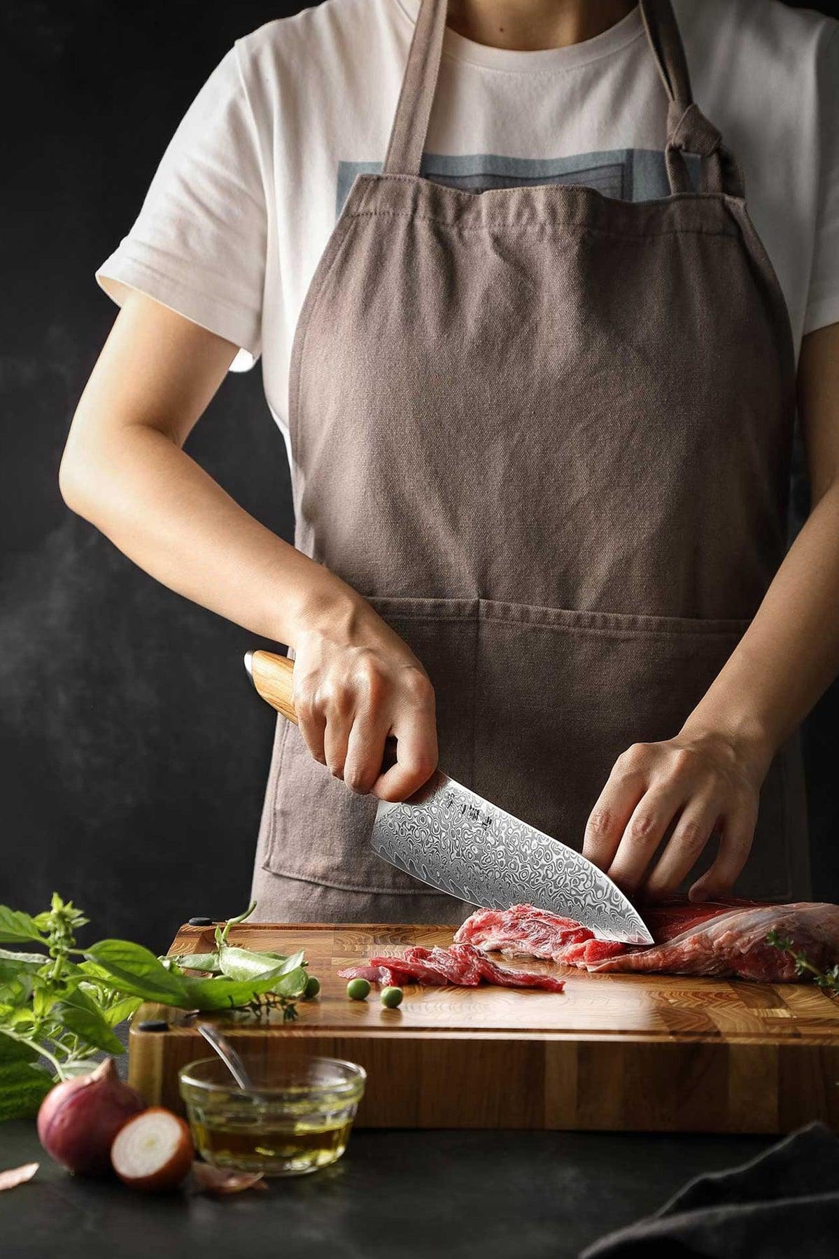 Hezhen X01 Flagship Series 73 Layer Damascus Chef Knife with Olive Woo ...