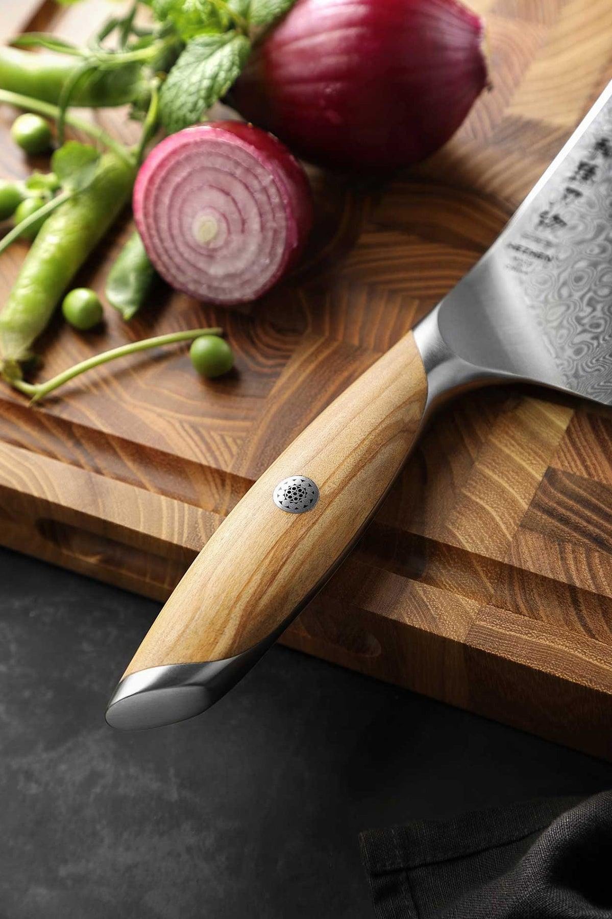 Hezhen X01 Flagship Series 73 Layer Damascus Chef Knife with Olive Woo ...