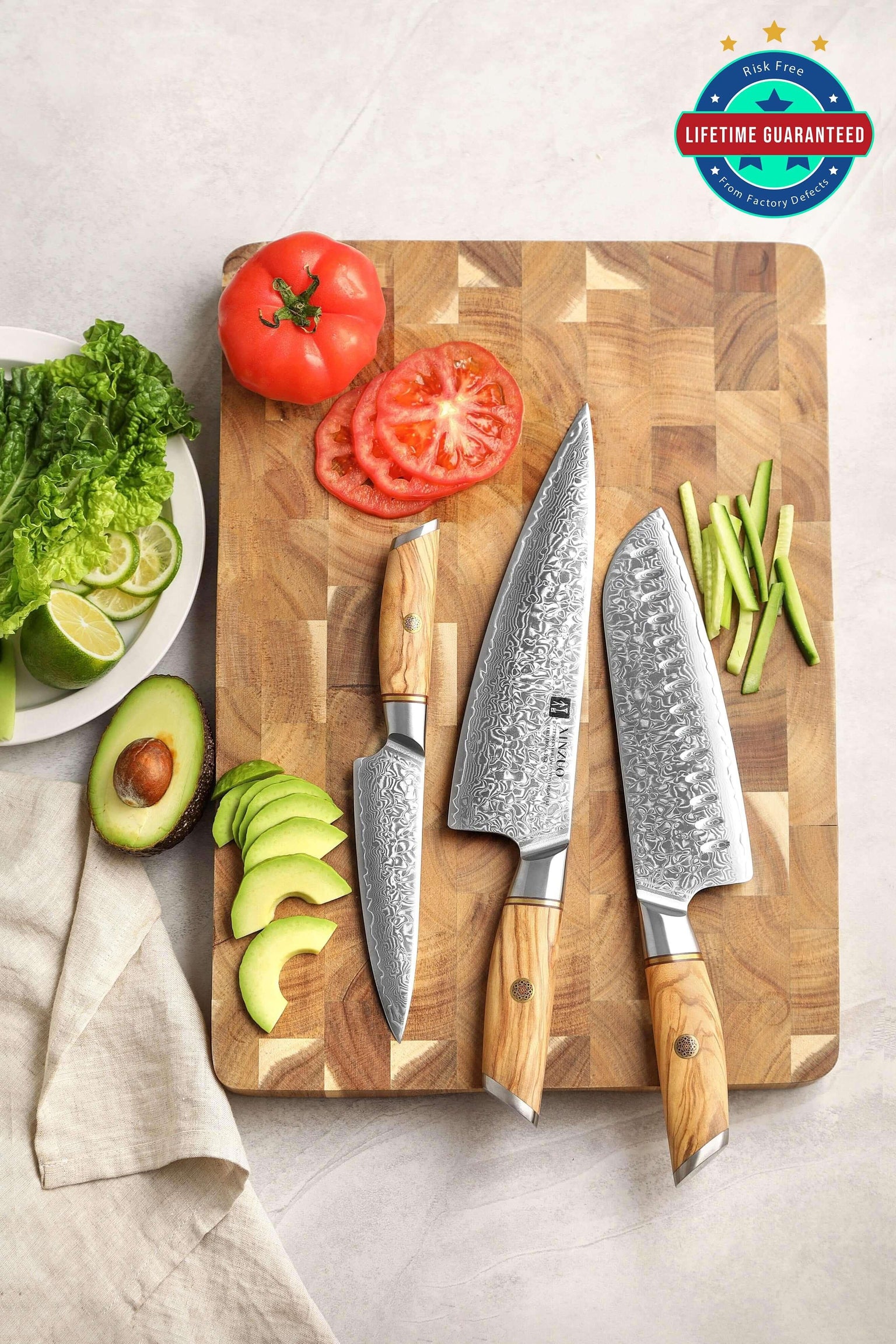 Damascus Kitchen Knife Set – The Bamboo Guy