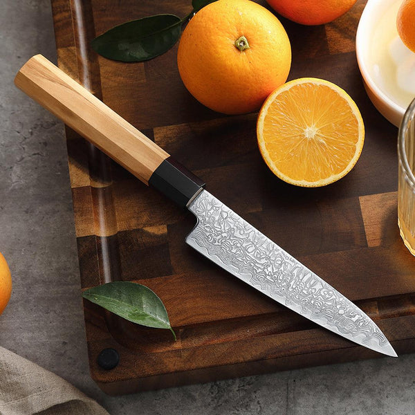 Xinzuo Zhen Series 67 Layer Damascus Japanese Utility Knife with Olive ...