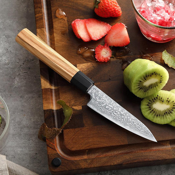 Xinzuo Zhen Series 67 Layer Damascus Japanese Paring Knife with Olive ...