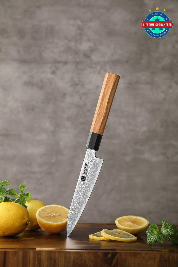 Xinzuo Zhen Series 67 Layer Damascus Japanese Utility Knife with Olive ...