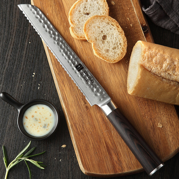 Xinzuo B1H 8" 67 Layer Damascus Bread Knife VG10 Damascus Steel Bread ...