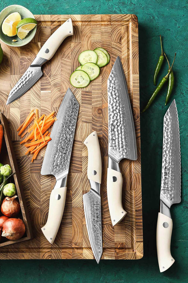 Build Your Own Damascus Kitchen Knife Set With Xinzuo B38H Damascus St ...