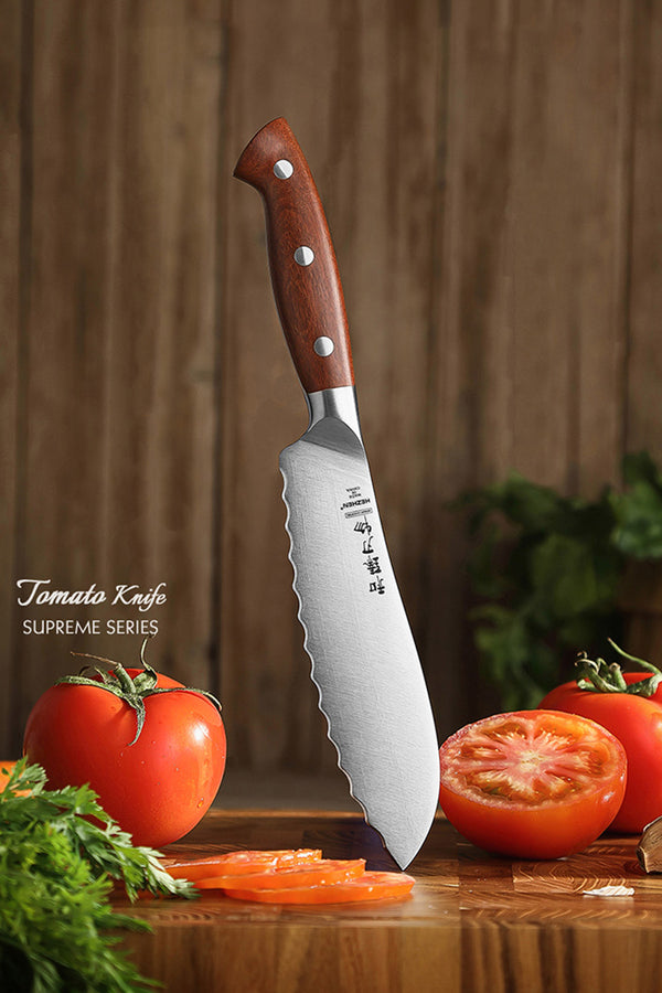 Xinzuo X02 Supreme Series 6" Serrated Tomato Knife German 1.4116 -x50c ...