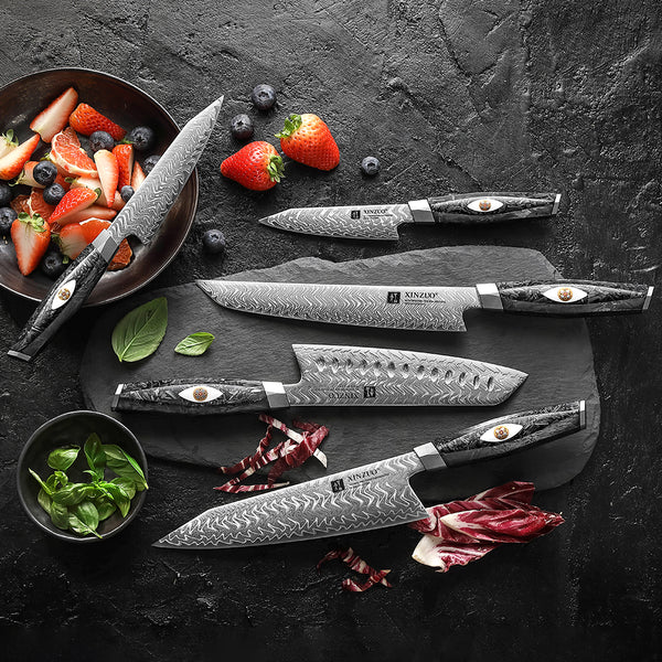 Xinzuo X04 5 Pcs Knife Set Bohler M390 Steel 145-Layer Damascus M390 ...